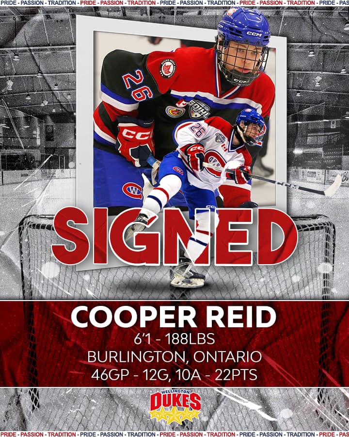 Dukes sign Cooper Reid of the Welland Jr Canadians. | Total Sports Quinte